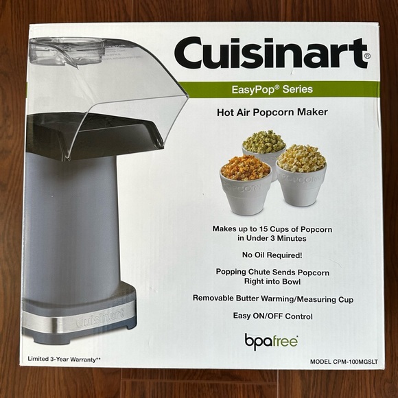 Cuisinart | Kitchen | Rare Color Cuisinart Easypop Series Hot Air Popcorn Maker Gray Slate ...
